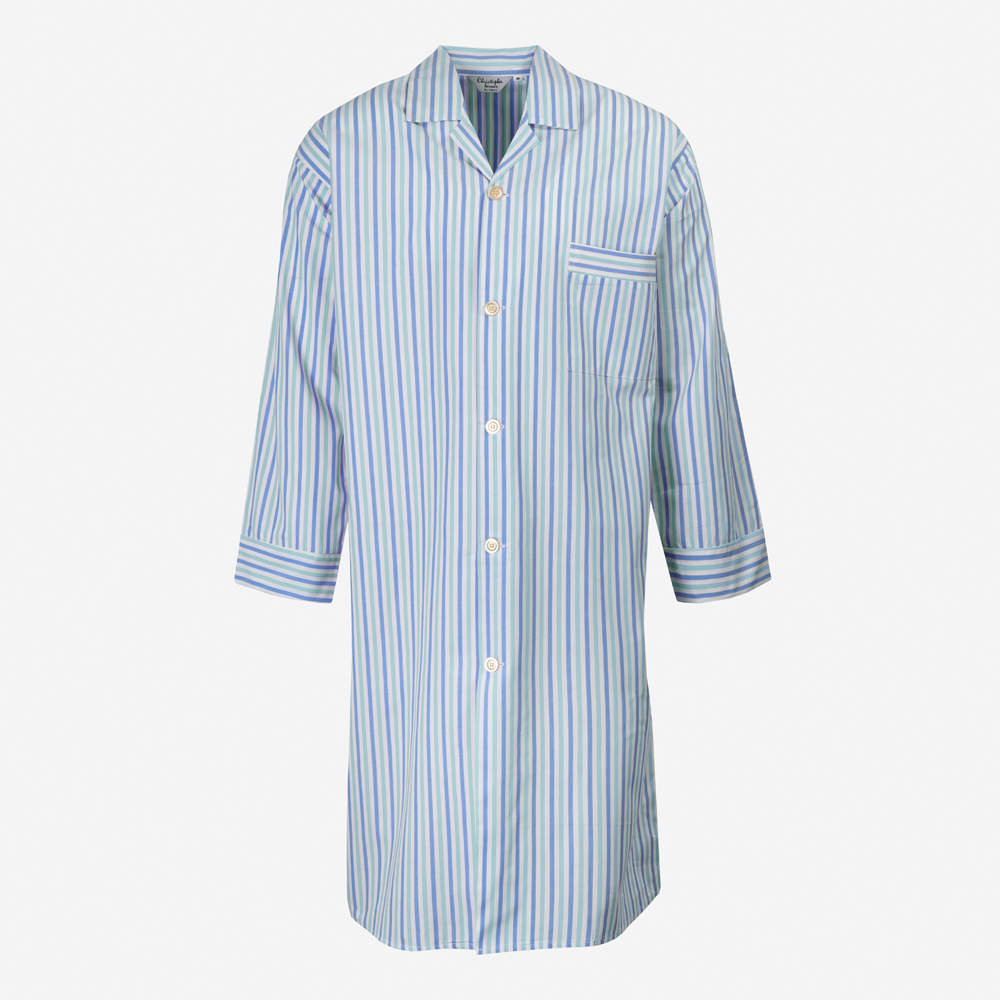 Stripe 100% Cotton Open Front Nightshirt - CJT56 - Men's Pyjamas by SOMAX